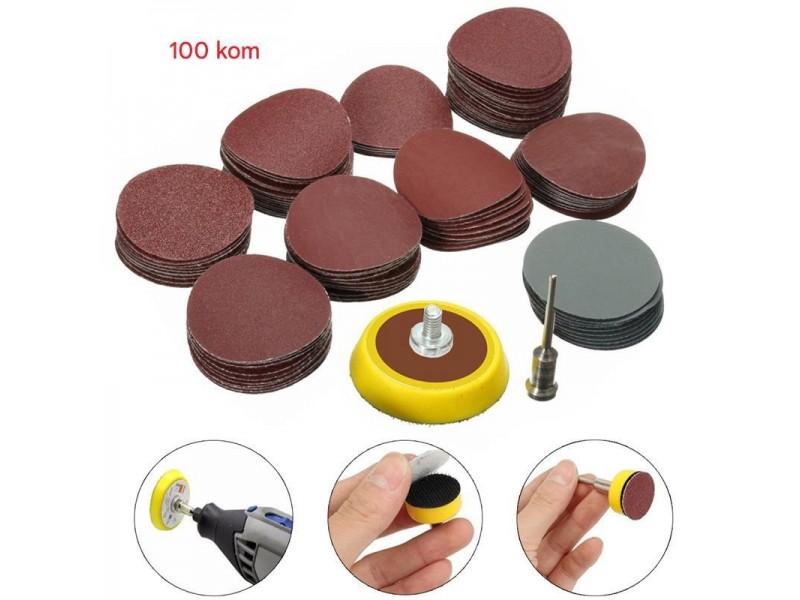 100 kom šmirgli sa čičkom (25mm) + Nosač – NOVO!