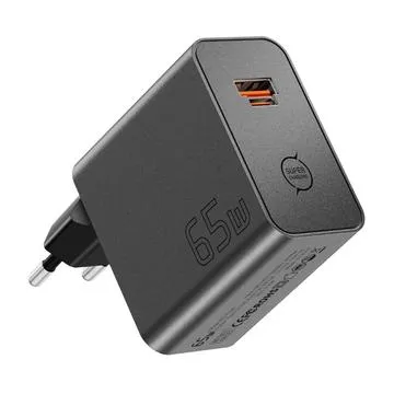 ESSAGER ES-CD65 65W GAN WALL CHARGER - USB-C/USB-A - BLACK