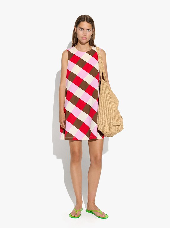SHORT DRESS WITH COLOURFUL SQUARES