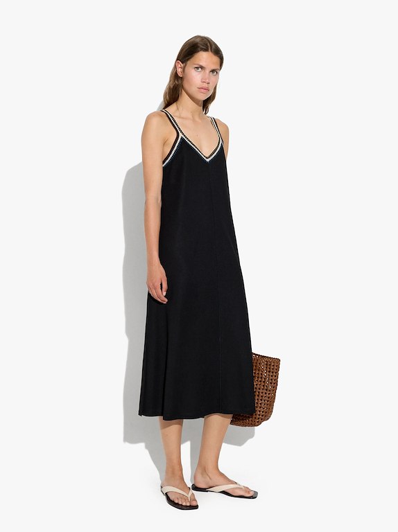 PLAIN MIDI DRESS WITH STRAPS