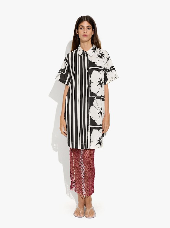 ASYMMETRIC SHIRT DRESS WITH 100% COTTON