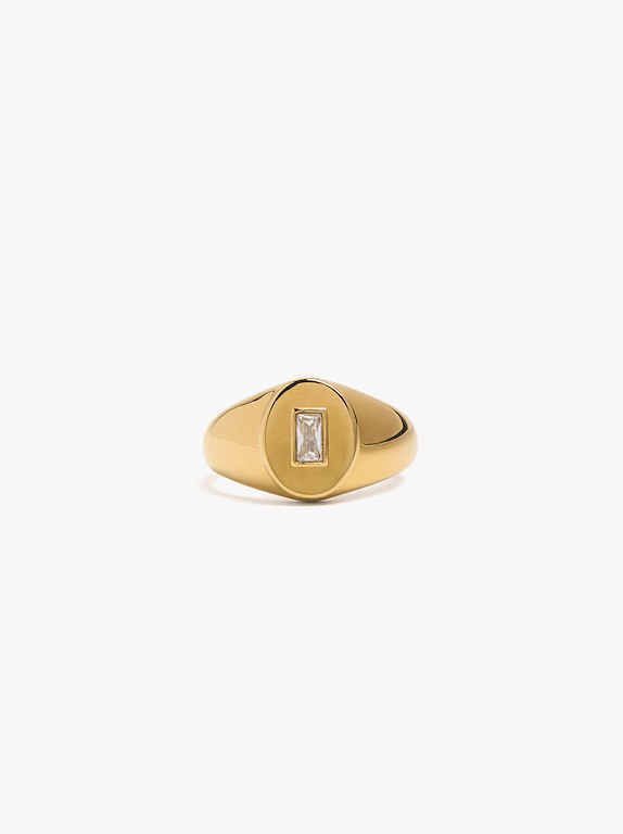 RING WITH CRYSTAL - STAINLESS STEEL