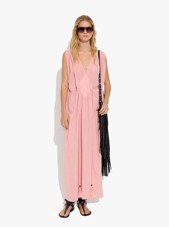 LONG DRESS WITH DIAMOND PATTERN 100% COTTON