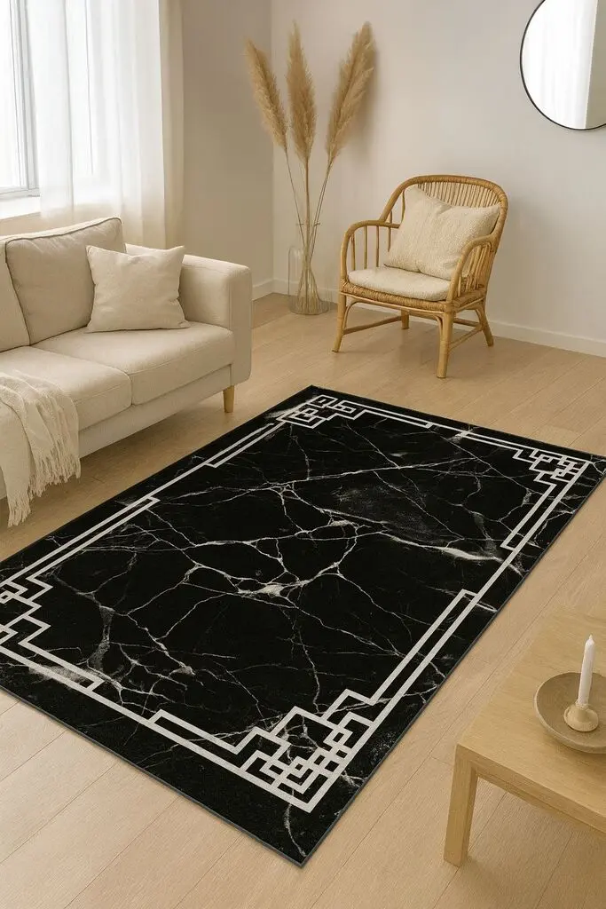 Conceptum Hypnose Tepih HM-CRP25-14, Pravougaoni, 100 x 140 cm, Crno-beli
