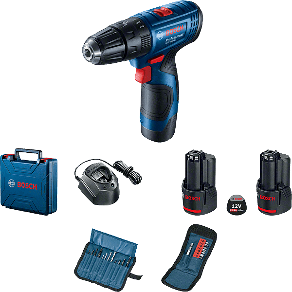 Bosch PRO GSB 120-LI Akumulatorska vibraciona bušilica-odvrtač, 2 x 2.0Ah baterija+punjač+kofer+pribor