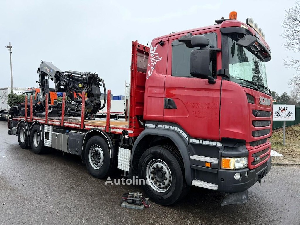 Scania R490 8x4 PRITSCHE + KRAN HIAB 377 E-4 HIPRO + JIB 100 X-4 + ROTA kamion za prevoz drva