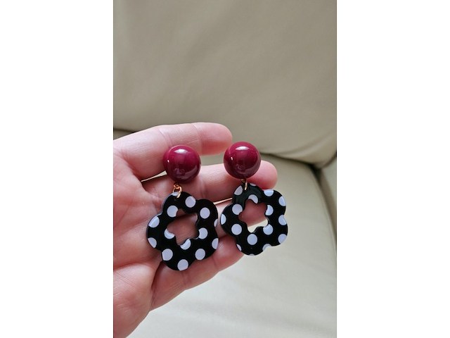 Floral polka dot nove minđuše, drop dangle