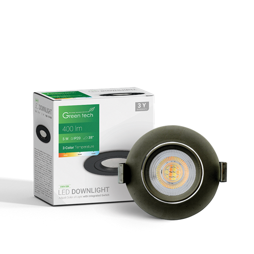 LED SPOT 5W 3000K-4000-6500K 400lm 3CCT CRNA GREEN TECH