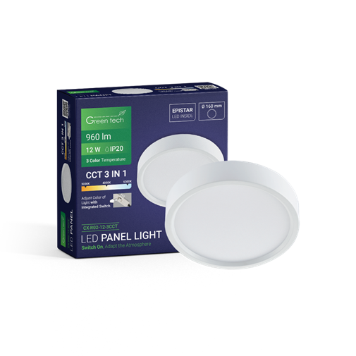 LED PANEL NADGRADNI 12W, 3CCT, OKRUGLI