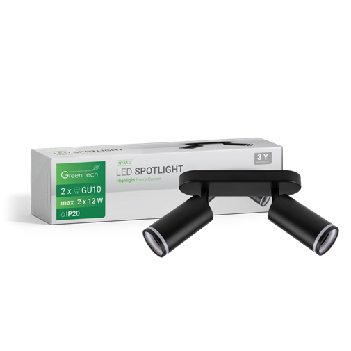 LED SPOT SVETILJKA GU10 2kom CRNA GREEN TECH