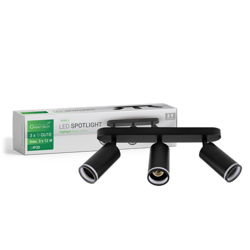 LED SPOT SVETILJKA GU10 3kom CRNA GREEN TECH