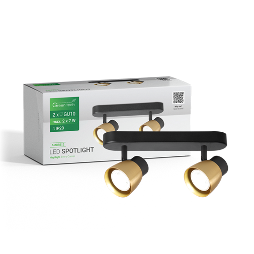 LED SPOT SVETILJKA GU10 X 2 ZLATNO-CRNA GREEN TECH
