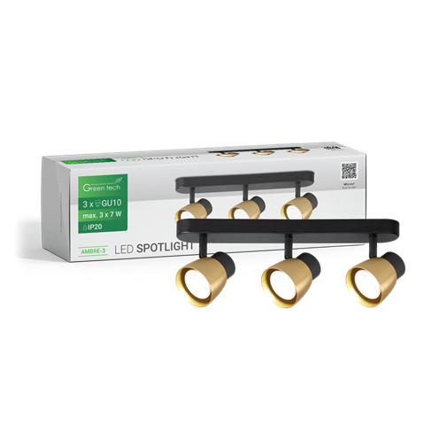 LED SPOT SVETILJKA GU10 X 3 ZLATNO-CRNA GREEN TECH
