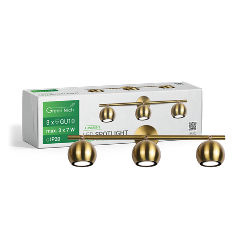 LED SPOT SVETILJKA GU10 X 3 ZLATNA GREEN TECH