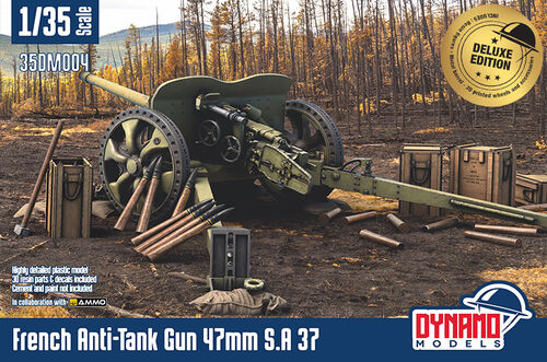 NEW! Dynamo-Models 35DM004D French Anti-Tank Gun 47mm S.A 37 Deluxe Version