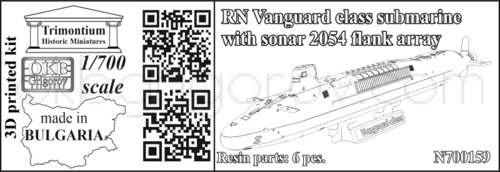 OKB Grigorov N700159 Royal Navy Vanguard Class Submarine with Sonar 2054 Flank Array (3D-Printed)
