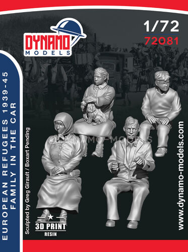 NEW! Dynamo-Models 72081 Civilian – Refugee Family in the Car (4 Figures / 3D-Printed)