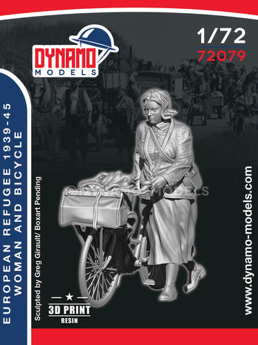 NEW! Dynamo-Models 72079 Civilian - Refugee Woman and Bicycle (1 Figure / 3D-Printed)