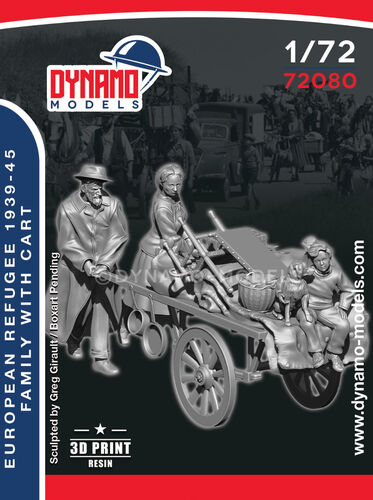 NEW! Dynamo-Models 72080 Civilian - Refugee Family with Cart (3 Figures / 3D-Printed)