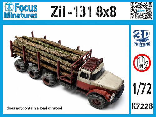 NEW! FOCUS MINIATURES K7228 Zil-131 (8x8) - Wood Transport (3D-Printed)