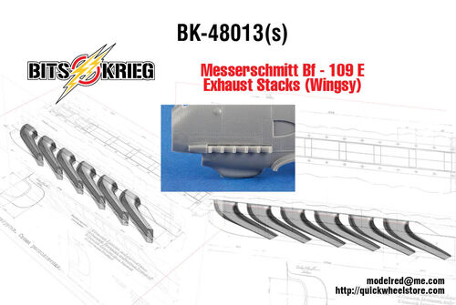 NEW! Bitskrieg 48013S Messerschmitt Bf-109 E - Exhaust Stacks (for Wingsy Kits)