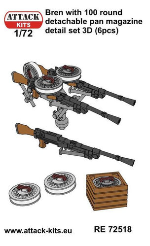 NEW! Attack RE72518 Bren with 100-Round Detachable Pan Magazine Detail Set (3D-Printed)