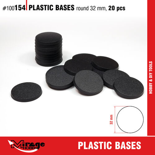 NEW! Mirage-Hobby 100154 Plastic Base - Round 32 mm (20 pcs)