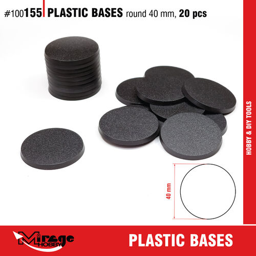 NEW! Mirage-Hobby 100155 Plastic Base - Round 40 mm (20 pcs)