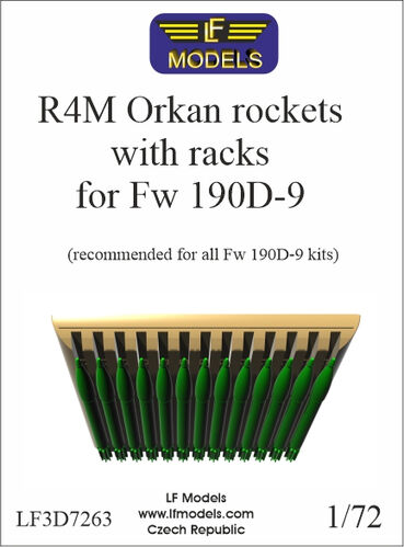 NEW! LF Models 3D7263 Focke Wulf Fw-190 D-9 - R4M Orkan Rockets with Racks (3D-Pritned)