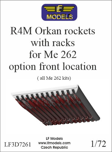 NEW! LF Models 3D7261 Messerschmitt Me-262 A-1 - 3D-Printed R4M Orkan Rockets with Racks (Option Front Location)