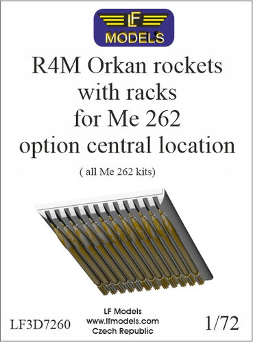 NEW! LF Models 3D7260 Messerschmitt Me-262 A-1 - 3D-Printed R4M Orkan Rockets with Racks (Option Central Location)