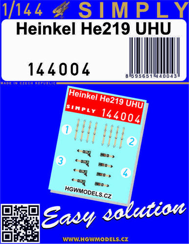 NEW! HGW Models 144004 Heinkel He 219 Uhu - Seat Belts Set (Simply)