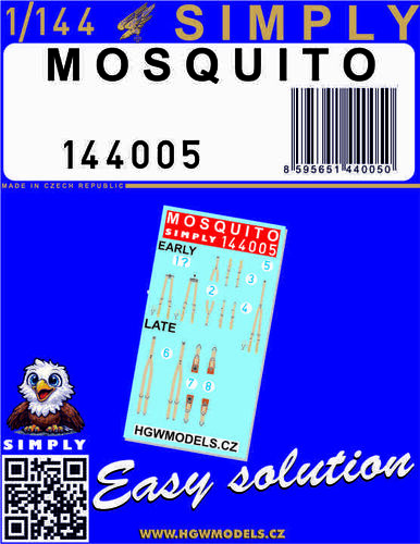 NEW! HGW Models 144005 de Havilland Mosquito - Seat Belts Set (Simply)