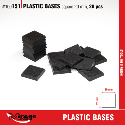 NEW! Mirage-Hobby 100151 Plastic Base - Square 20 mm (20 pcs)