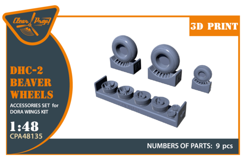 NEW! Clear Prop Models A48135 de Havilland Canada DHC-2 Beaver - Wheels Set (for Dora Wings Kits / 3D-Printed)