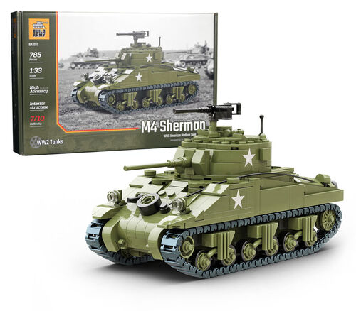 NEW! Build Army BA1001 American WWII M4 Sherman Tank