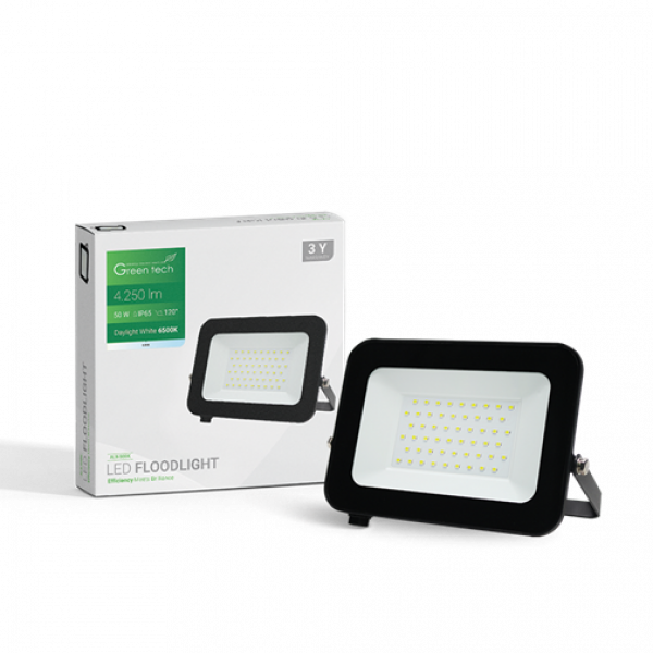 LED REFLEKTOR 50W 6500K 4250lm IP65 CRNI GREEN TECH