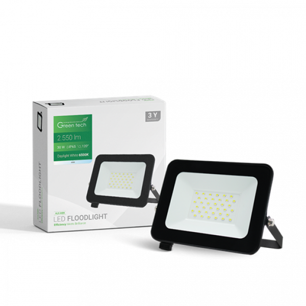 LED REFLEKTOR 30W 6500K 2550lm IP65 CRNI GREEN TECH