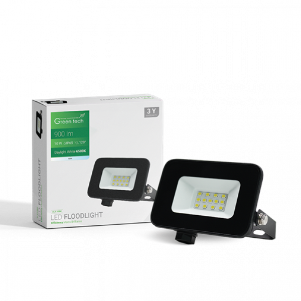 LED REFLEKTOR 10W 6500K 900lm IP65 CRNI GREEN TECH
