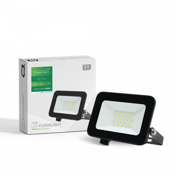 LED REFLEKTOR 20W 6500K 1700lm IP65 CRNI GREEN TECH