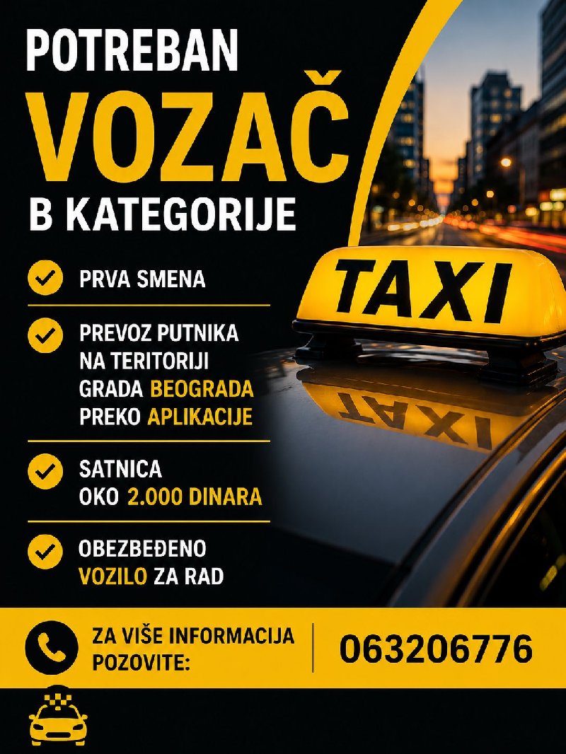 Potreban taxi vozač