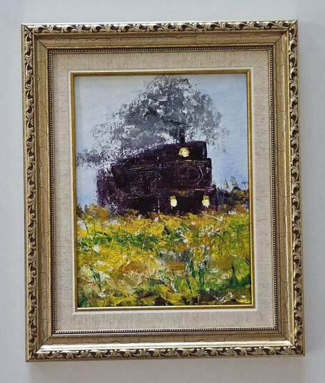 Ulje na platnu - Lokomotiva, prelepa slika!
