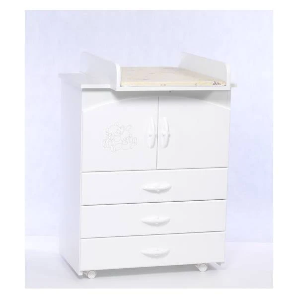 Komoda za bebe Teddy bela fix 017F – komoda za presvlačenje bebe u beloj boji