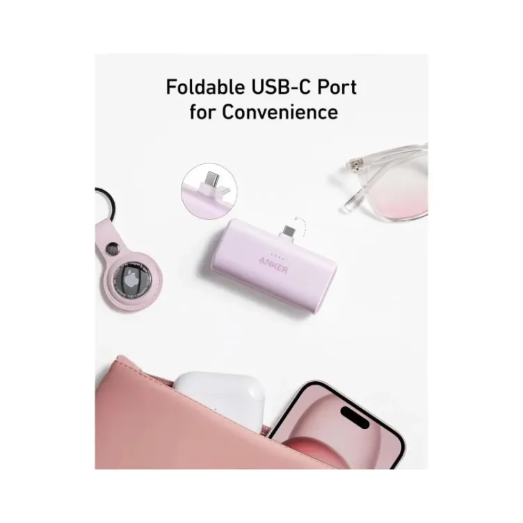 Nano 5000mAh, 22.5W, sa ugrađenim USB-C konektorom, Power Bank crni