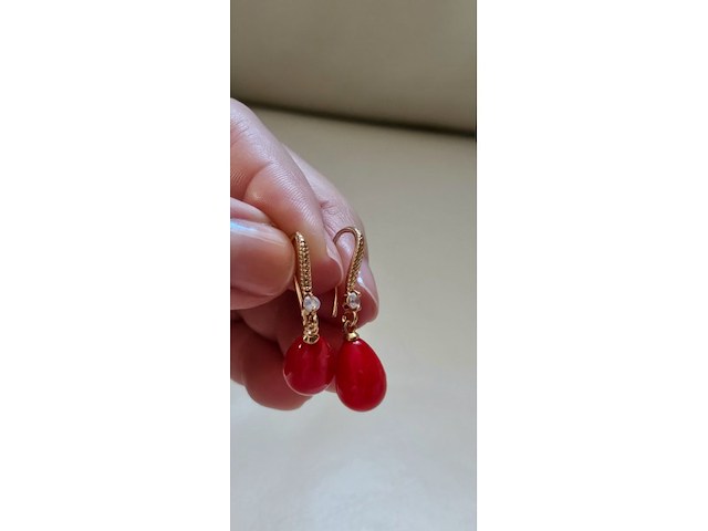 Red pearl crystal &;; drop dangle minđuše, novo