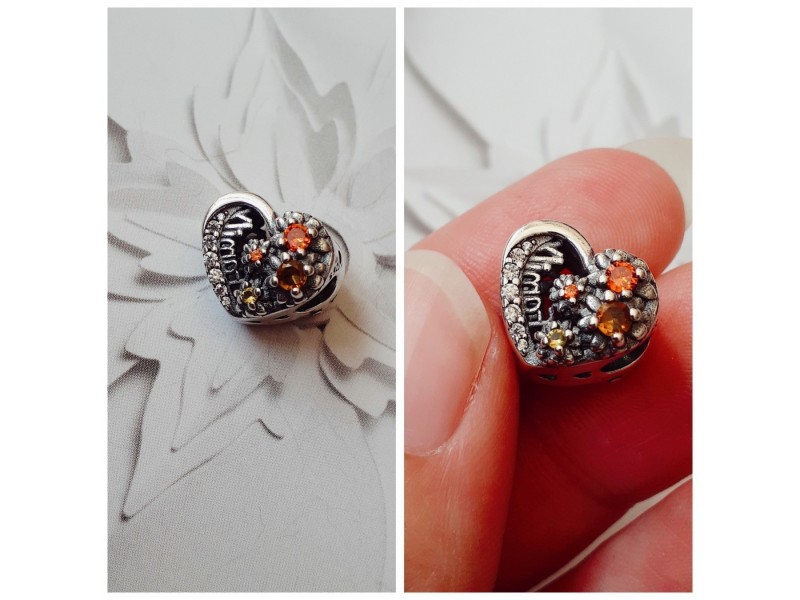 S925 SRCE2 privezak + Pandora vrecica 62306