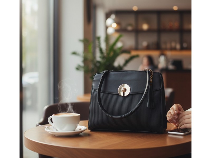 PS Fashion crna torba zlatna kopča satchel kao nova