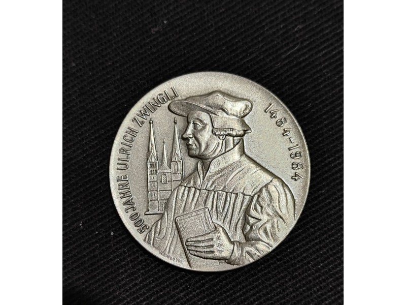 Švajcarska - Ulrich Zwingli 1484-1984 srebrna medalja