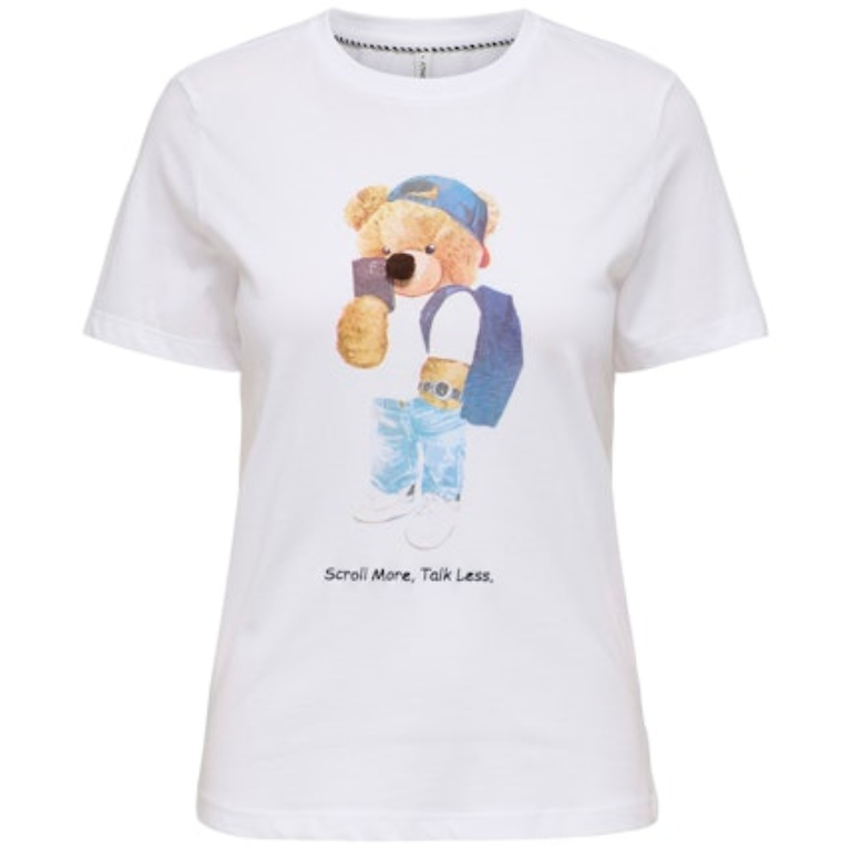 ONLY Bela Ženska Majica ONLTEDDY PRINT