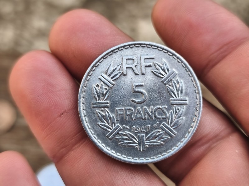 Francuska 5 franc 1947 aUNC
